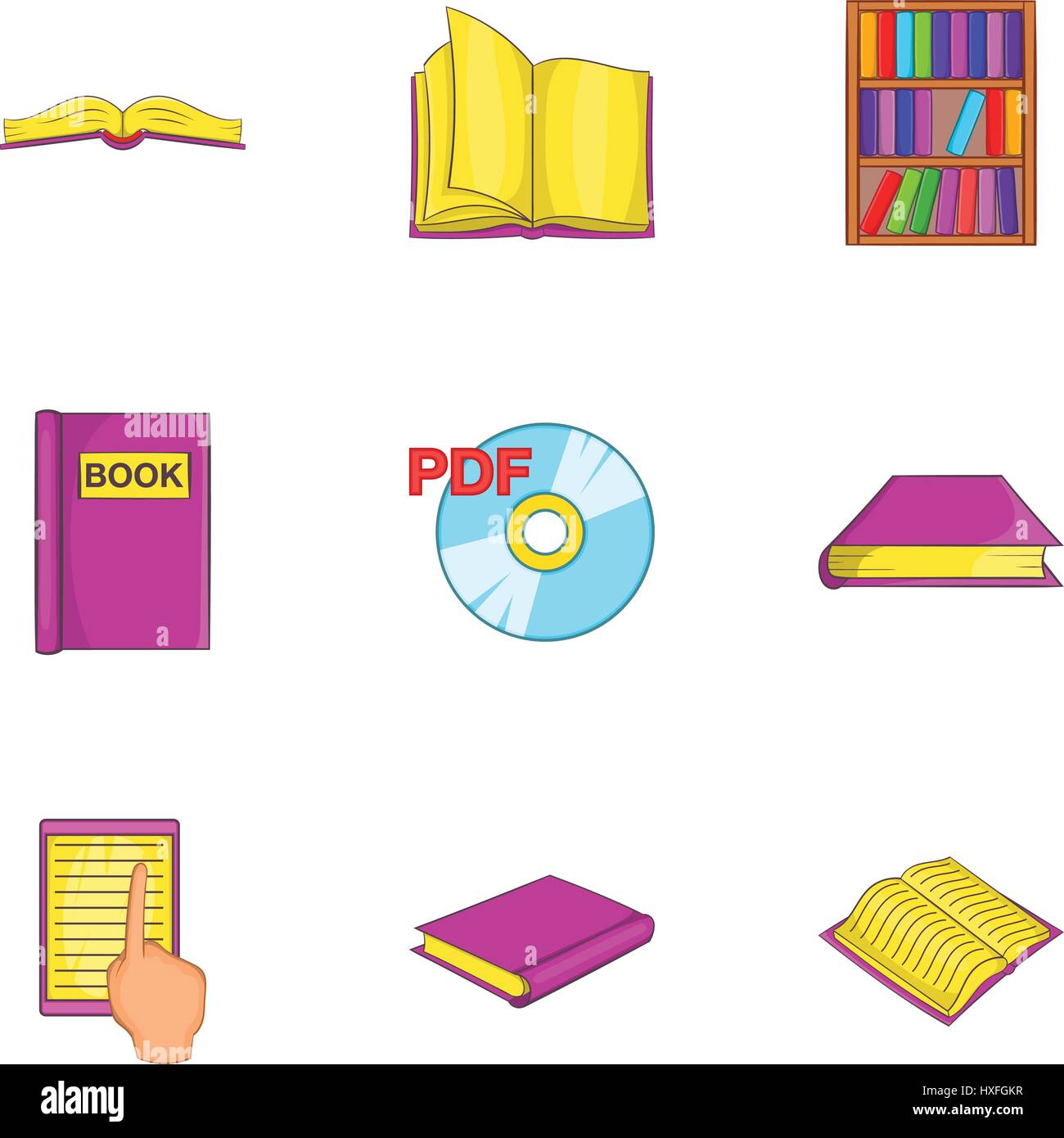Reading icons set, cartoon style Stock Vector Image & Art - Alamy