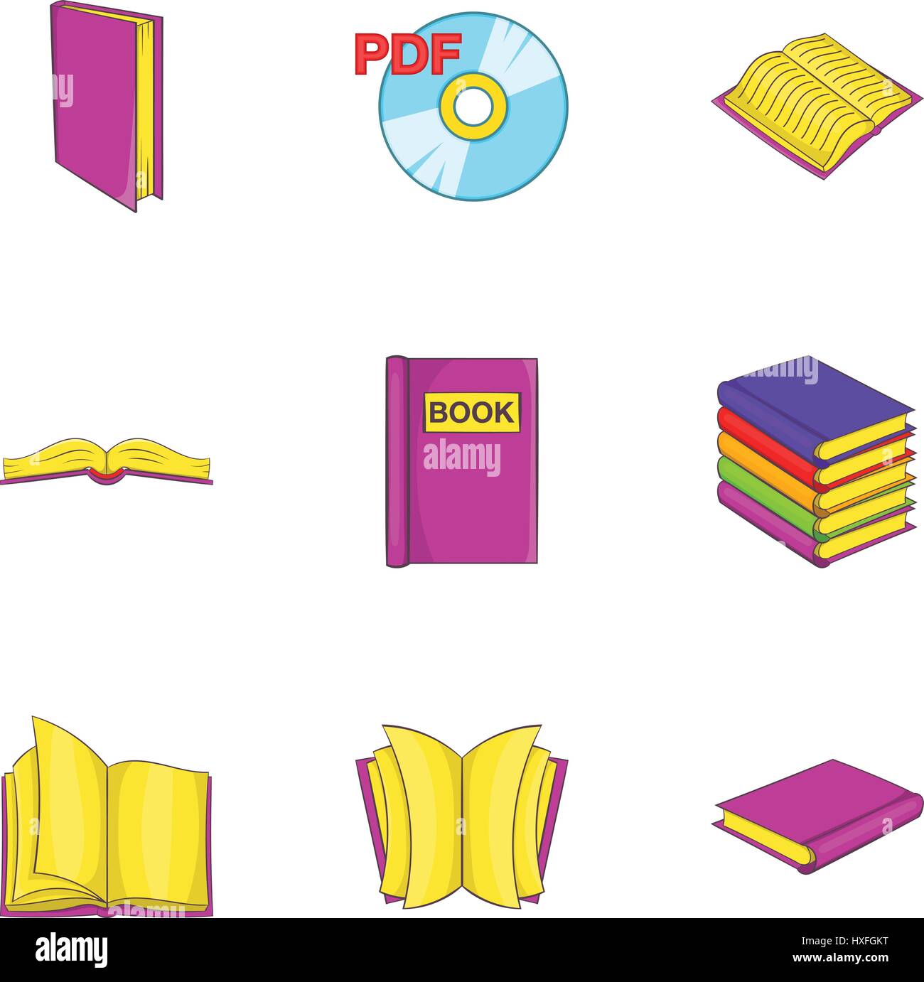 Textbooks icons set, cartoon style Stock Vector Image & Art - Alamy