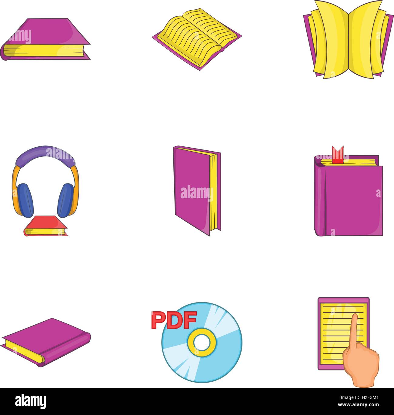 Reading books icons set, cartoon style Stock Vector Image & Art - Alamy