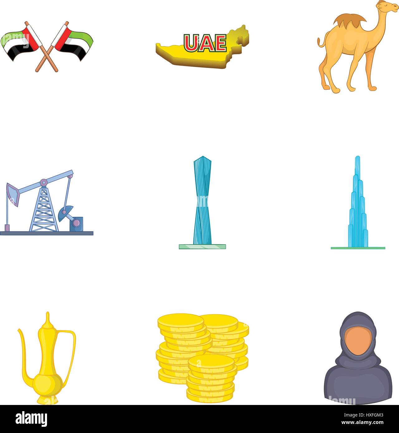 UAE icons set, cartoon style Stock Vector Image & Art - Alamy