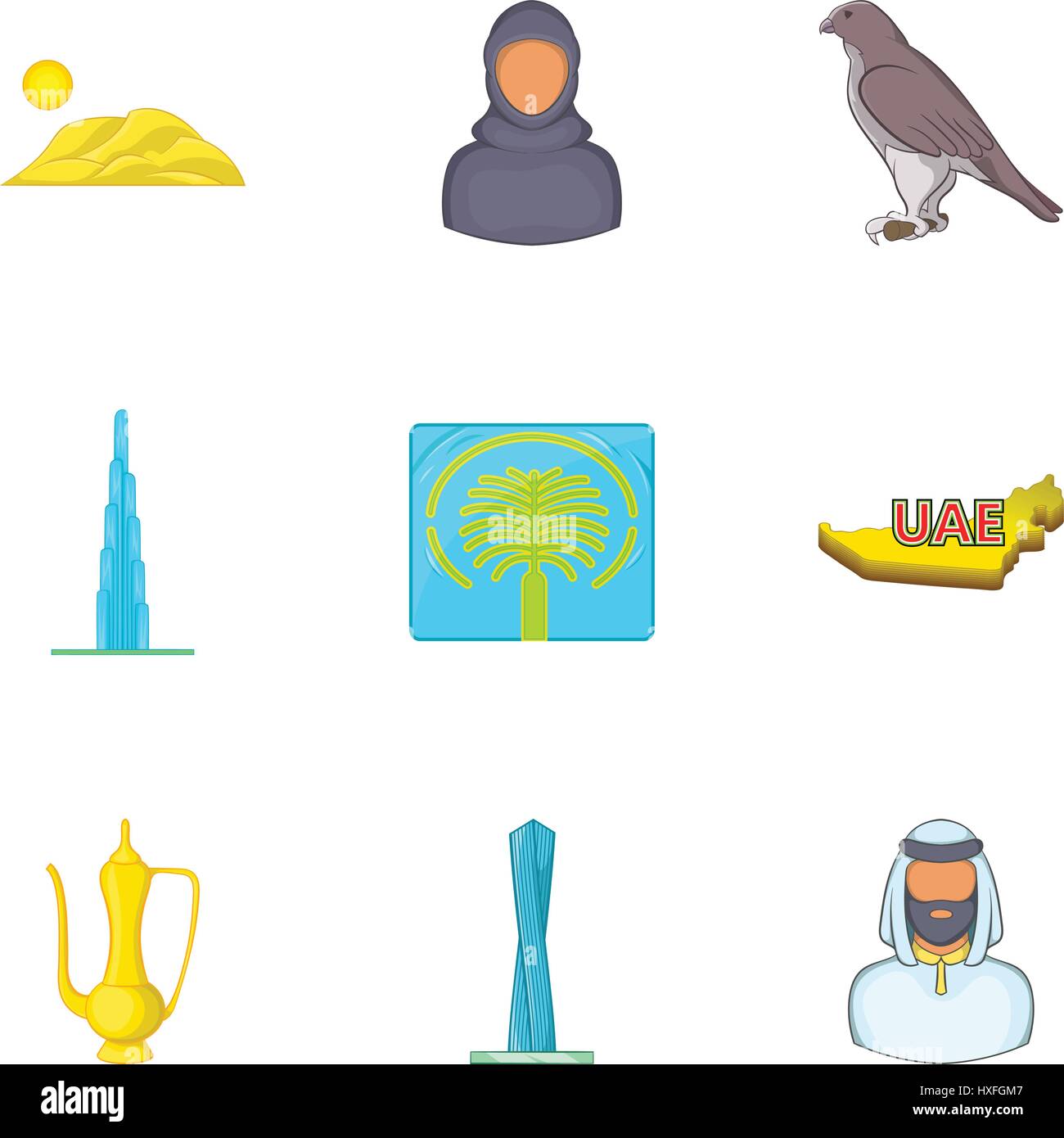 UAE country icons set, cartoon style Stock Vector Image & Art - Alamy