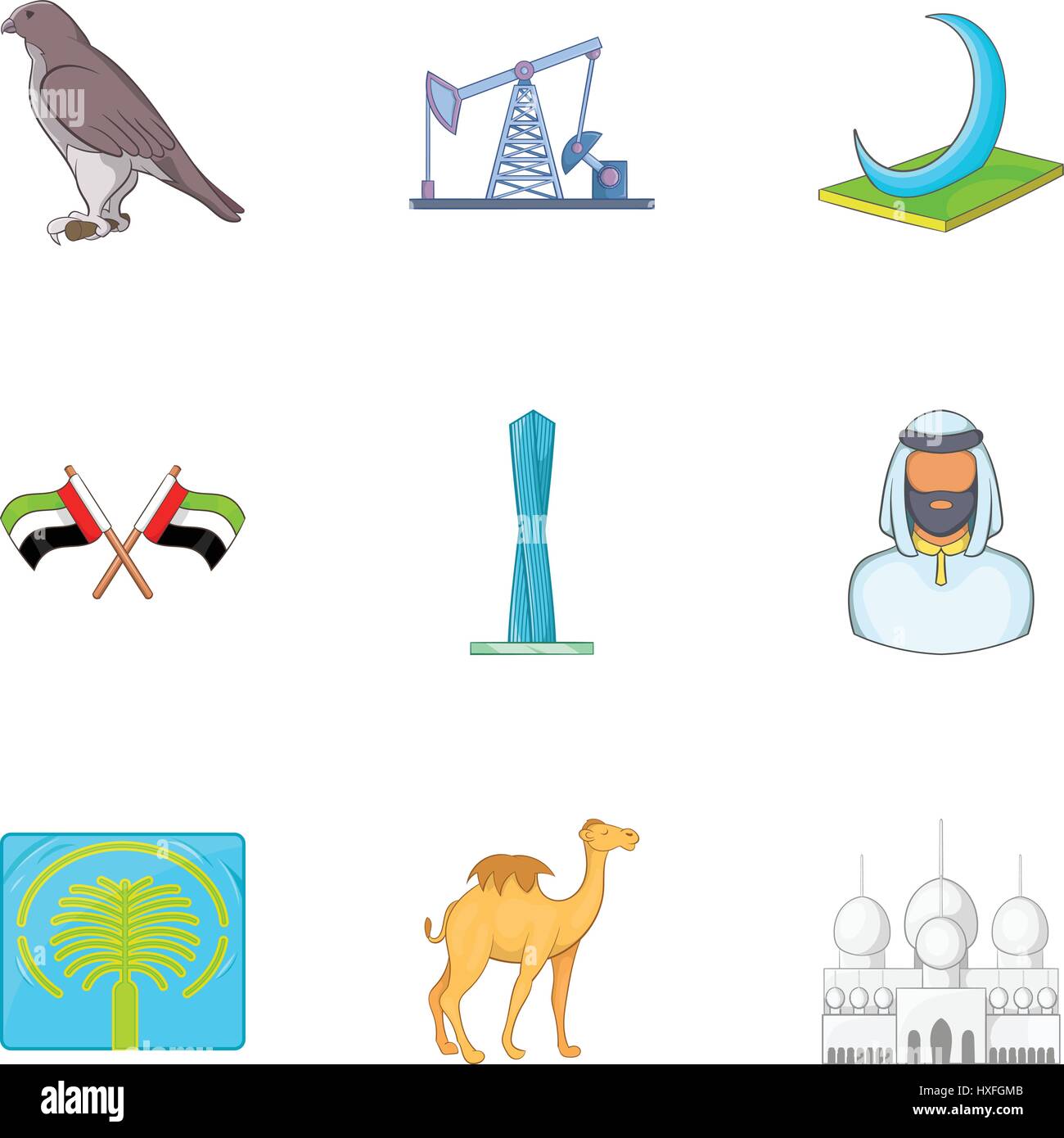 Tourism in UAE icons set, cartoon style Stock Vector Image & Art - Alamy