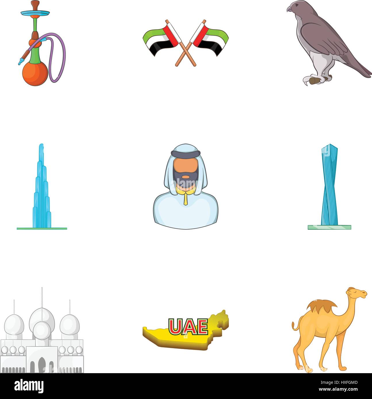State of UAE icons set, cartoon style Stock Vector Image & Art - Alamy