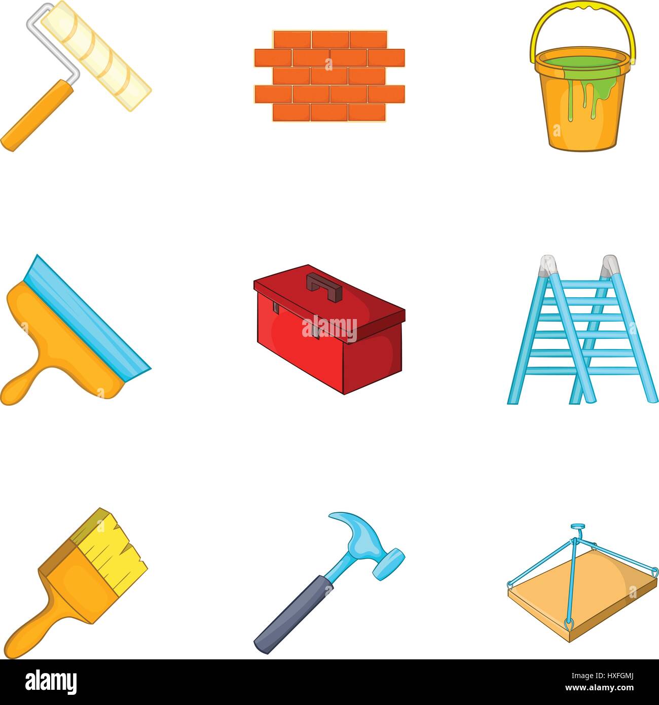 Building tools icons set, cartoon style Stock Vector Image & Art - Alamy