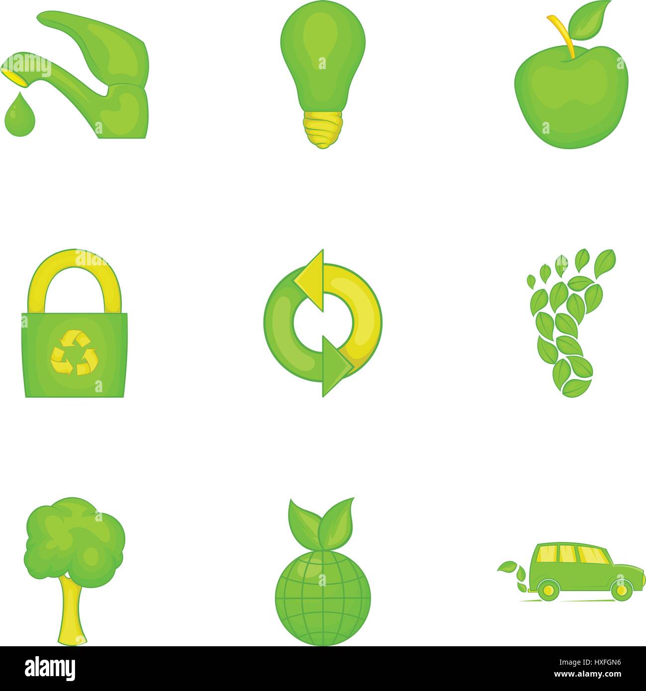 Purity of nature icons set, cartoon style Stock Vector Image & Art - Alamy