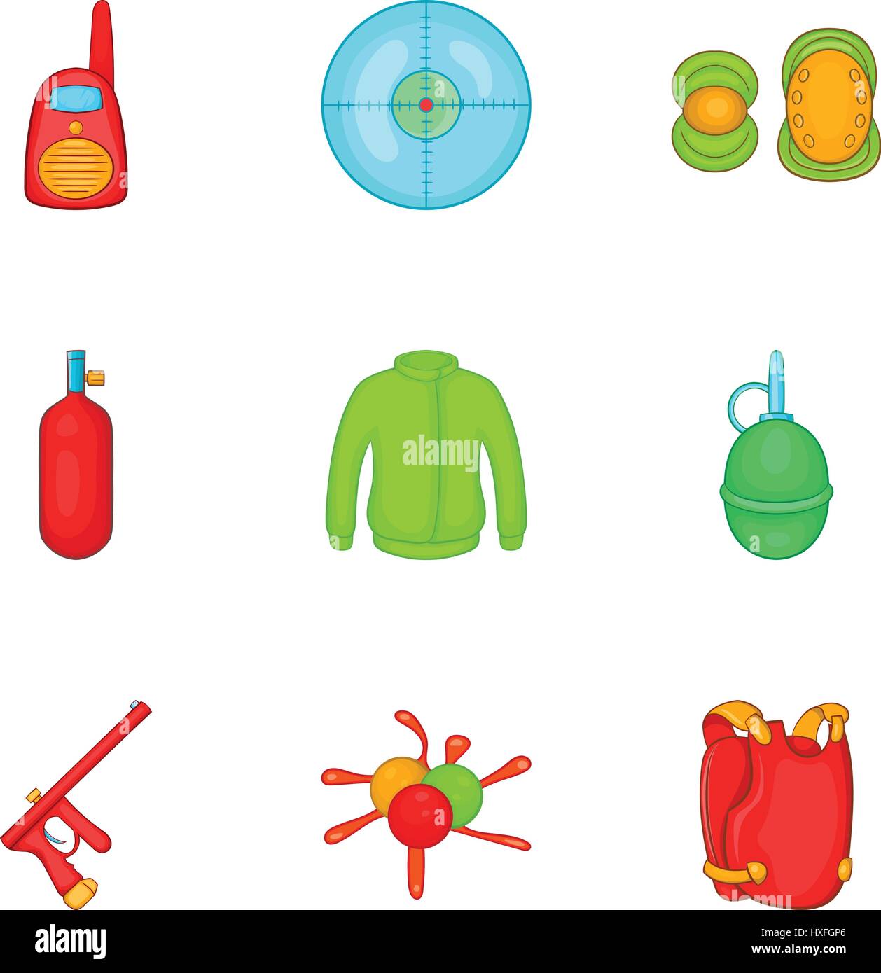 Paintball icons set, cartoon style Stock Vector Image & Art - Alamy