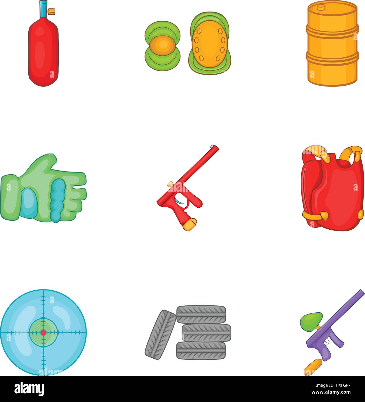 Paintball club icons set, cartoon style Stock Vector Image & Art - Alamy