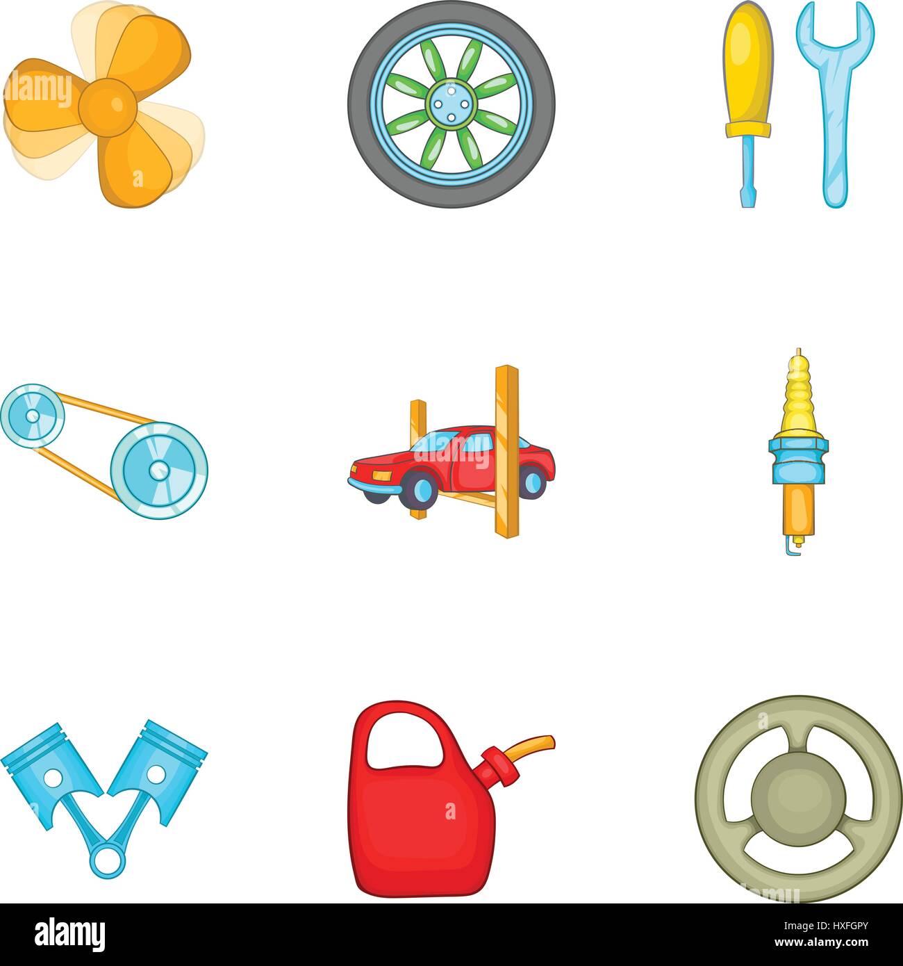Renovation for machine icons set, cartoon style Stock Vector Image ...