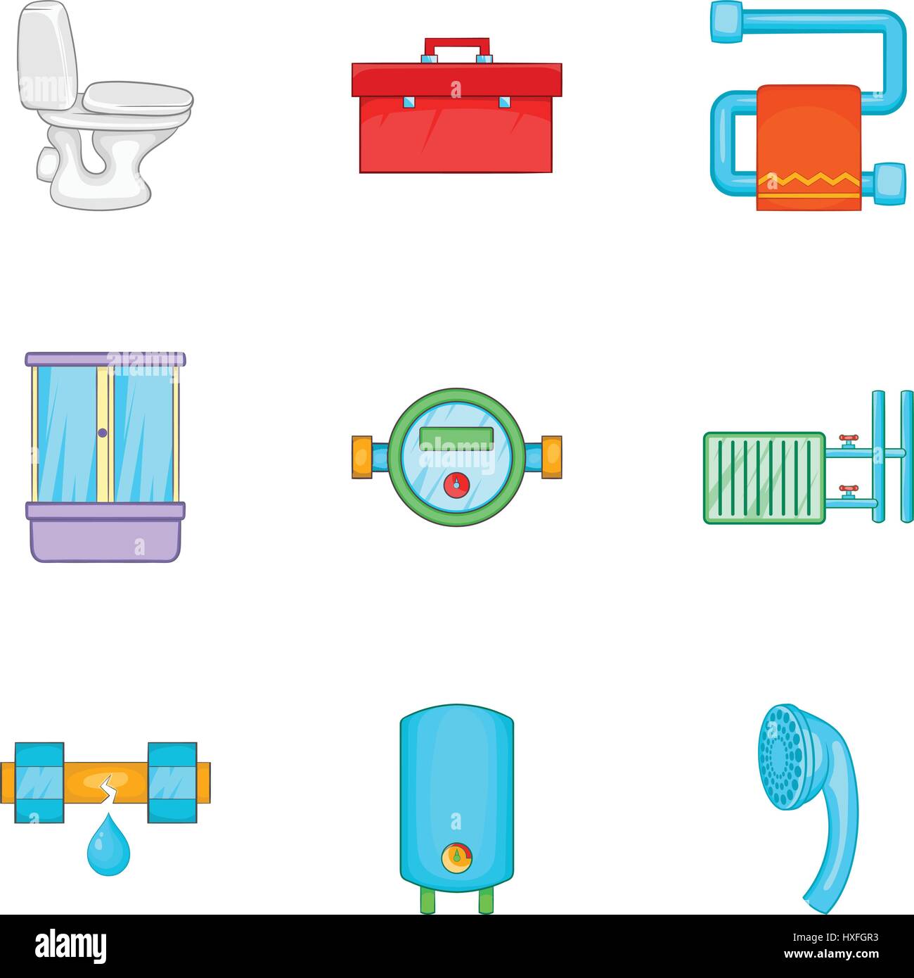 Plumbing icons set, cartoon style Stock Vector Image & Art - Alamy