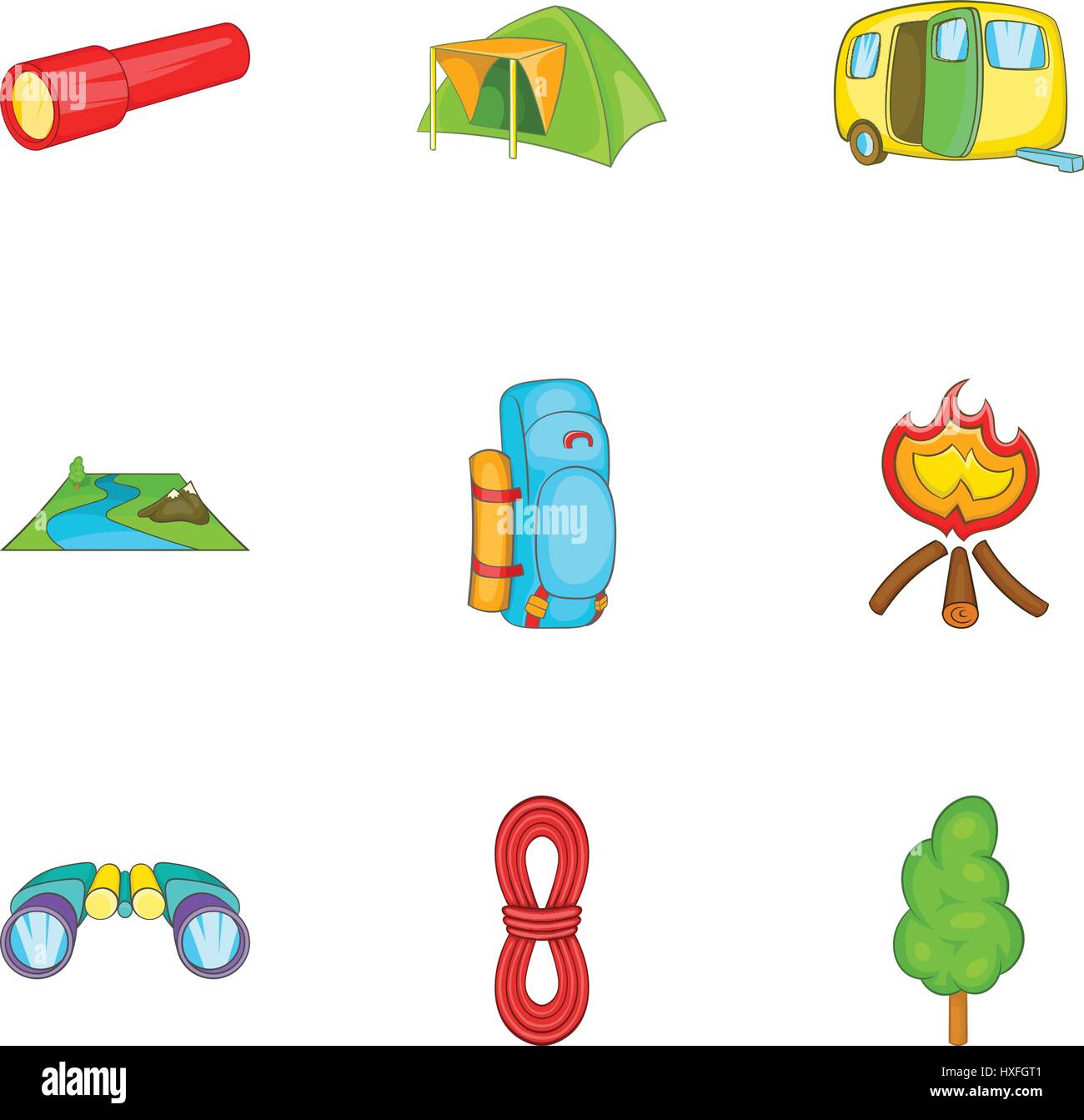 Camp icons set, cartoon style Stock Vector Image & Art - Alamy