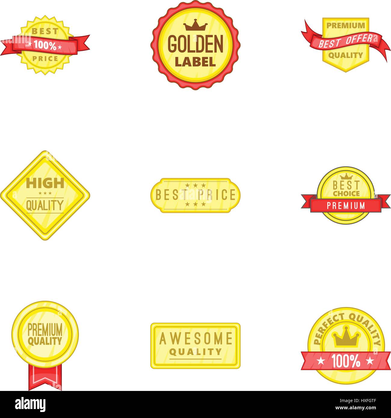 Certificate tag icons set, cartoon style Stock Vector Image & Art - Alamy