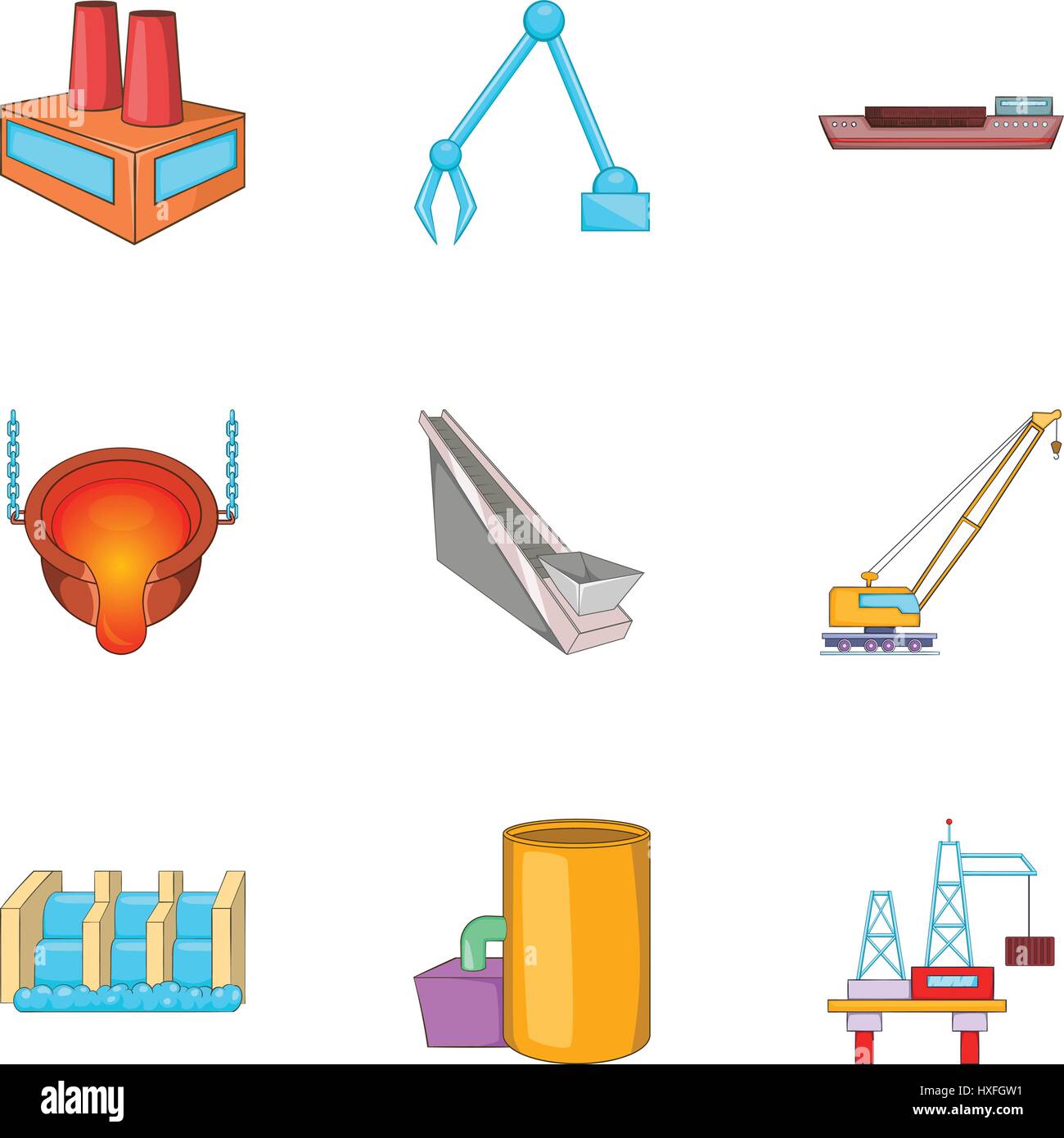 Construction plant icons set, cartoon style Stock Vector Image & Art ...