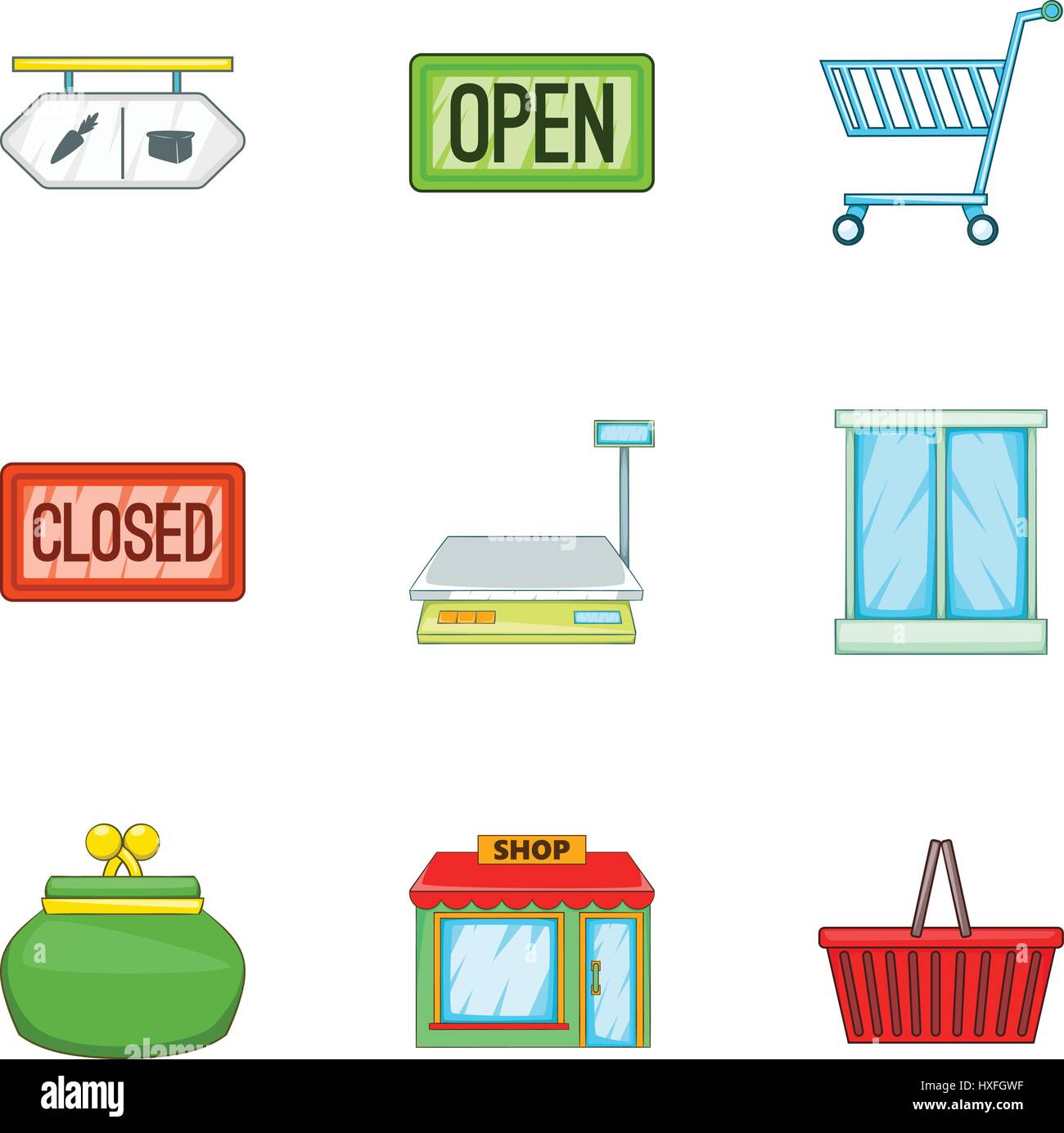 Purchase in shop icons set, cartoon style Stock Vector Image & Art - Alamy