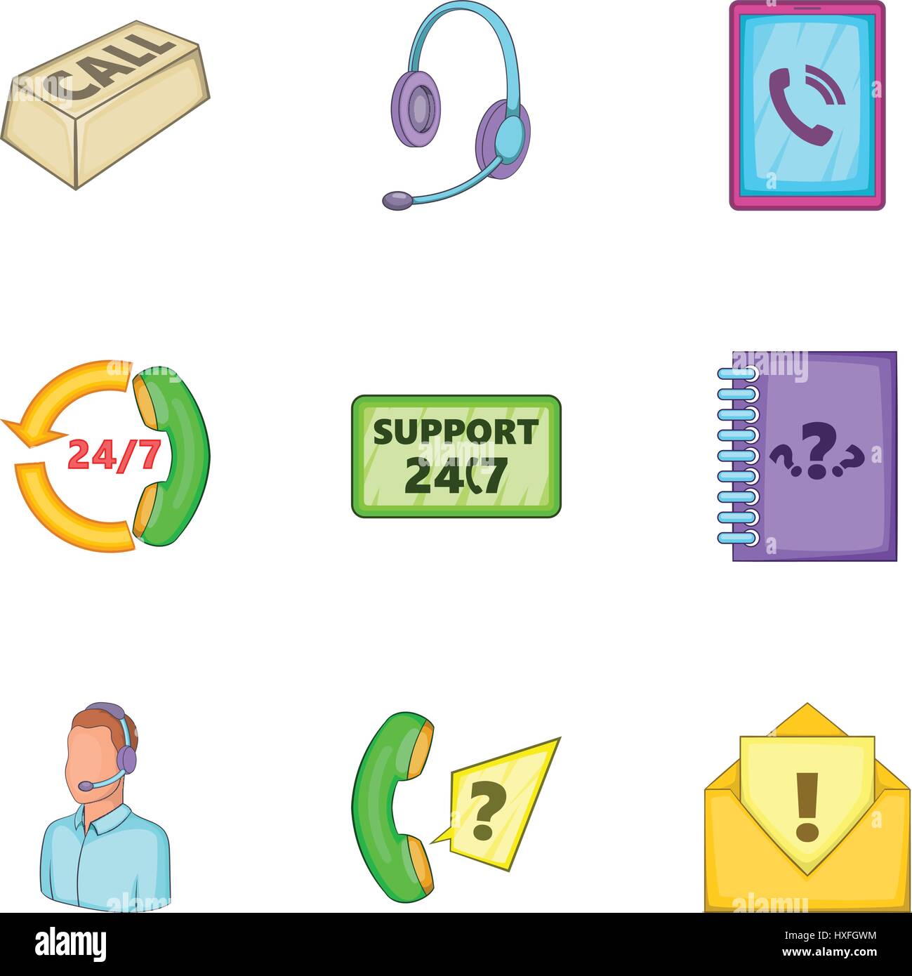 Technical support icons set, cartoon style Stock Vector Image & Art - Alamy