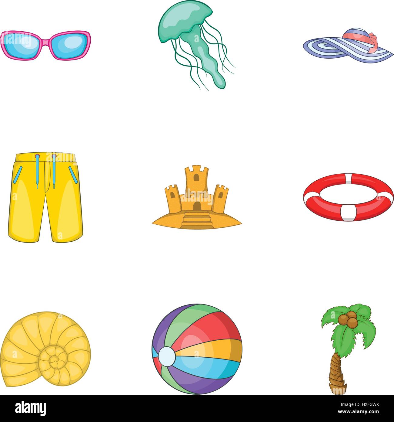 Relax on beach icons set, cartoon style Stock Vector Image & Art - Alamy