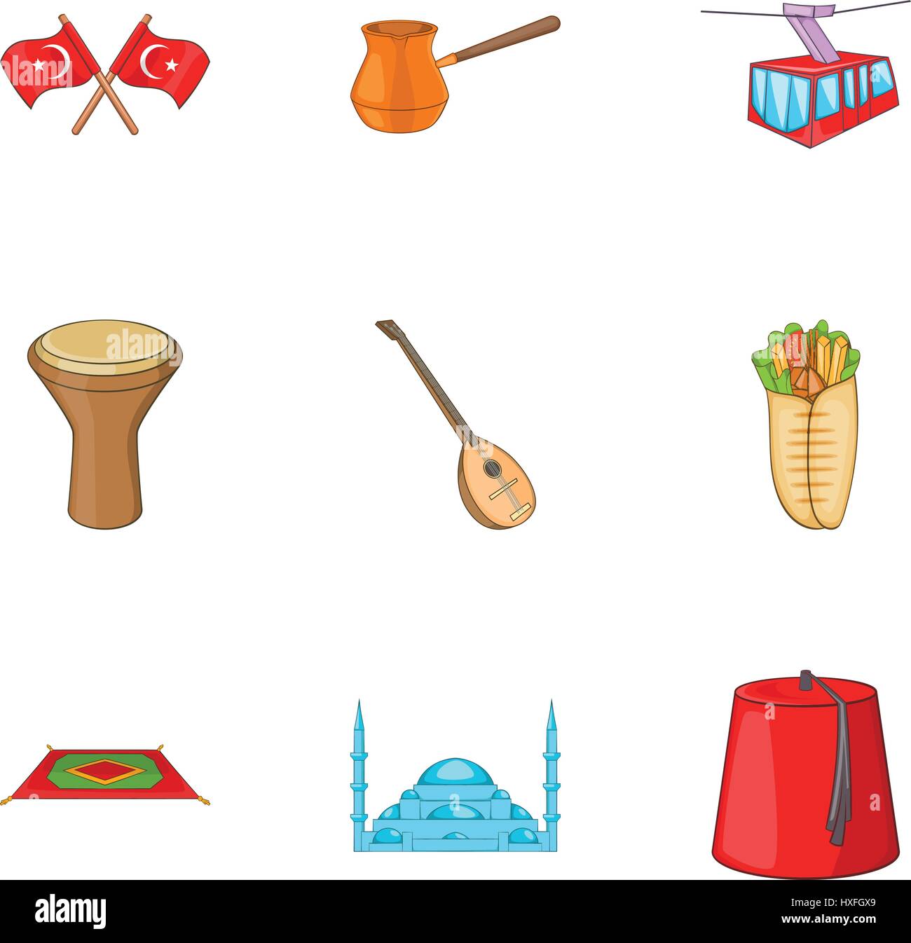 Turkey icons set, cartoon style Stock Vector Image & Art - Alamy