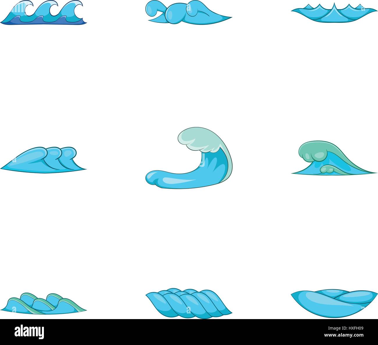 Wave icons set, cartoon style Stock Vector Image & Art - Alamy
