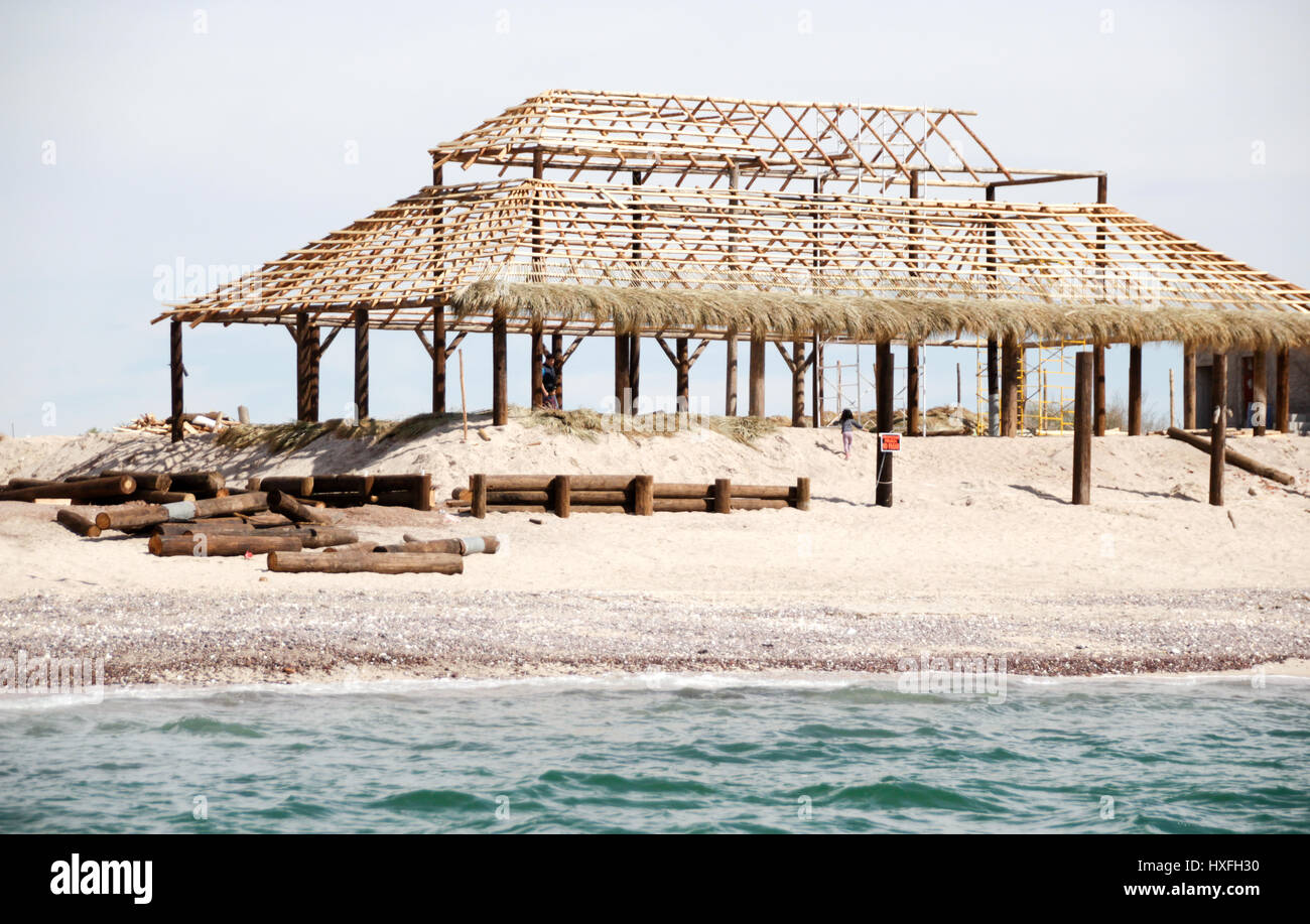 Photograph of a house in construction at the beach Stock Photo - Alamy