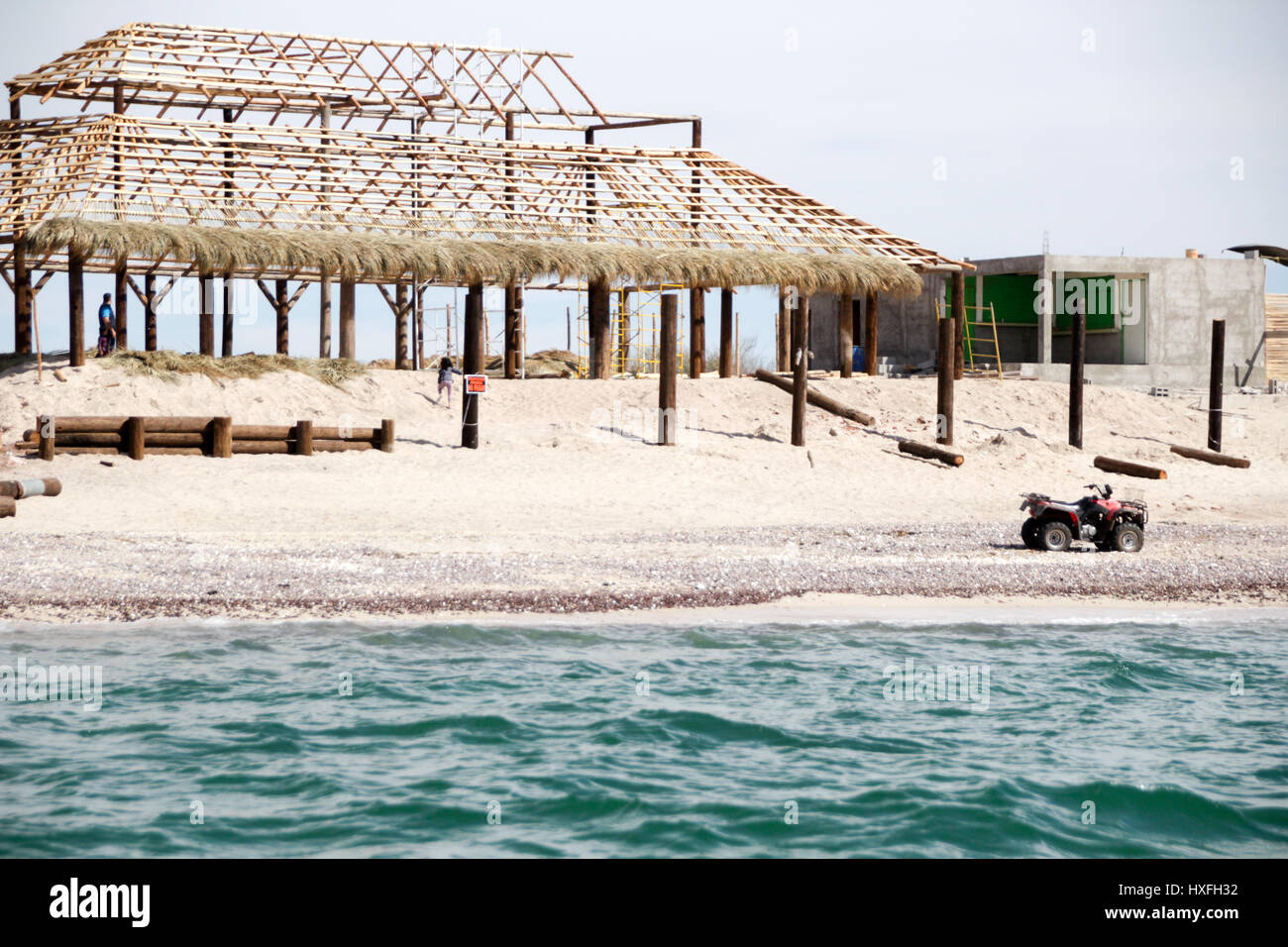 Photograph of a house in construction at the beach Stock Photo - Alamy