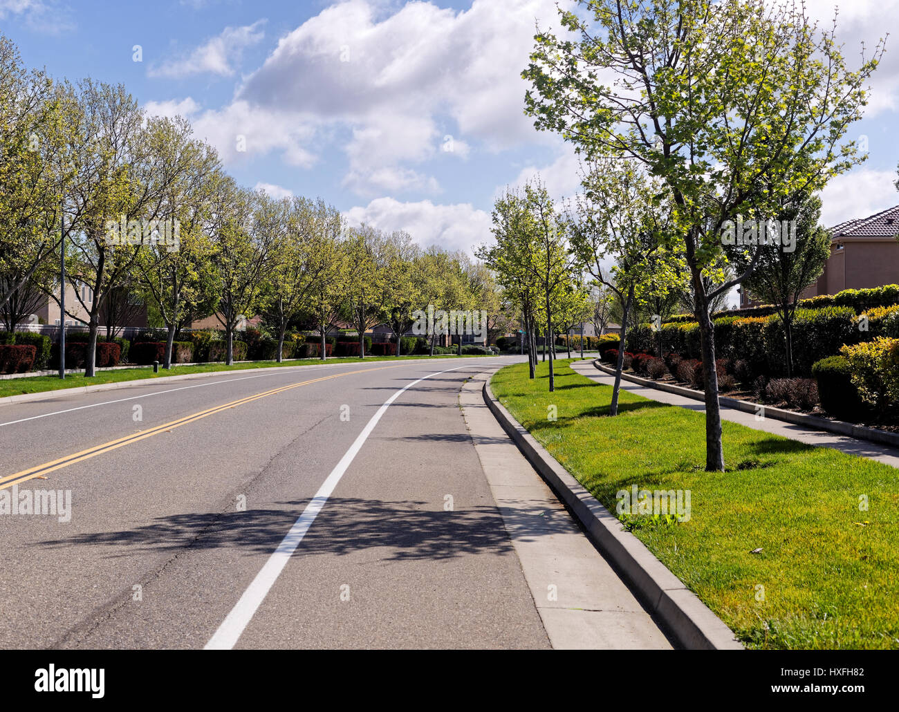 Curving Road and Sidewalk Stock Photo - Alamy
