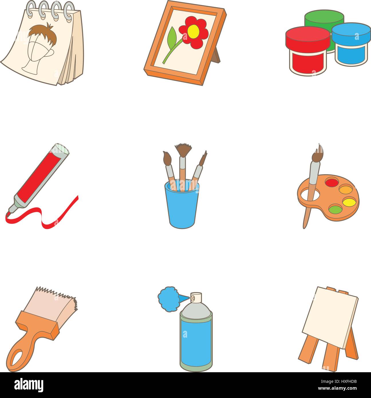 Paint drawing icons set, cartoon style Stock Vector Image & Art - Alamy