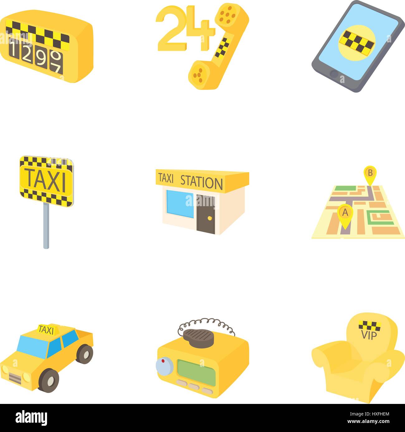 Taxi order icons set, cartoon style Stock Vector Image & Art - Alamy