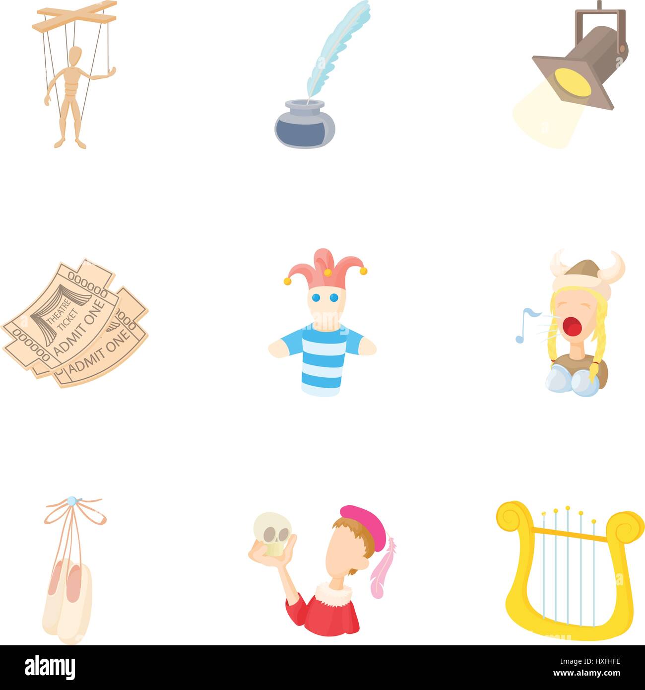Theatre icons set, cartoon style Stock Vector Image & Art - Alamy