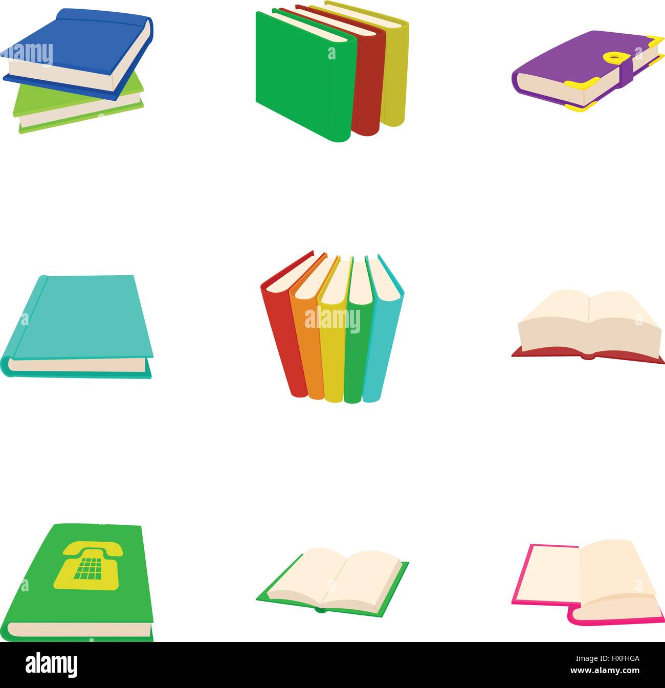 Library icons set, cartoon style Stock Vector Image & Art - Alamy