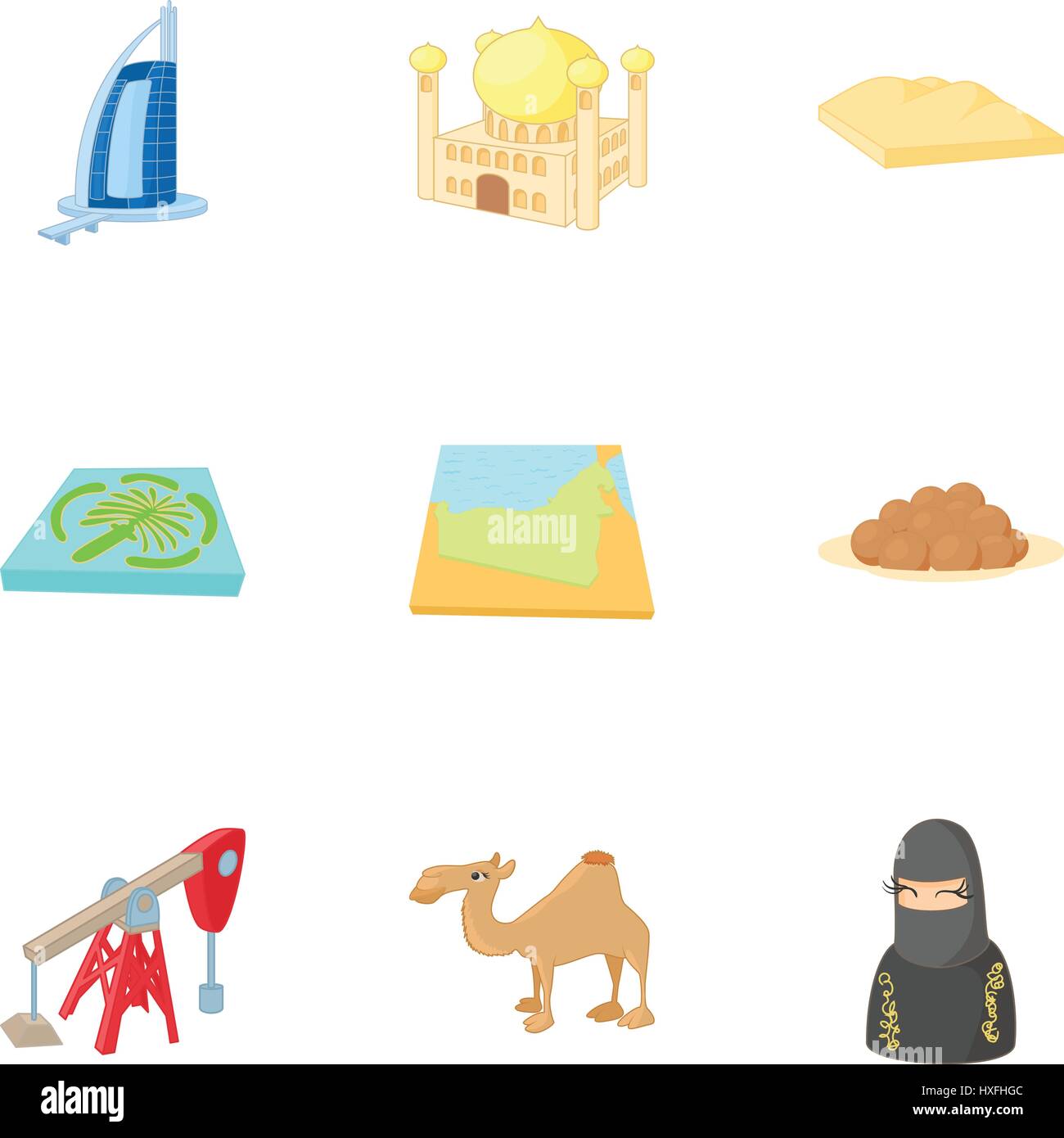 UAE country icons set, cartoon style Stock Vector Image & Art - Alamy