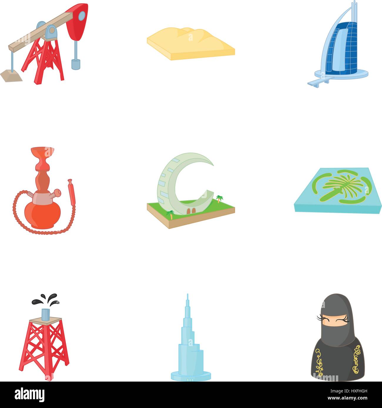 Stay in UAE icons set, cartoon style Stock Vector Image & Art - Alamy