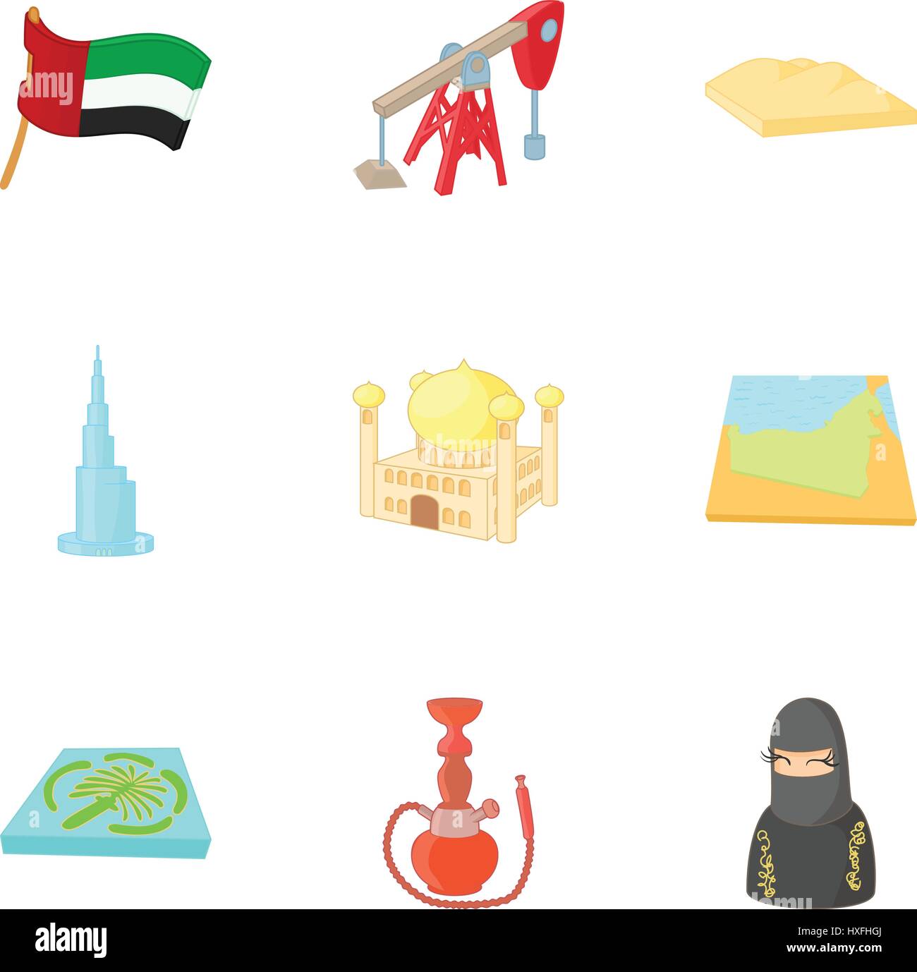 Tourism in UAE icons set, cartoon style Stock Vector Image & Art - Alamy