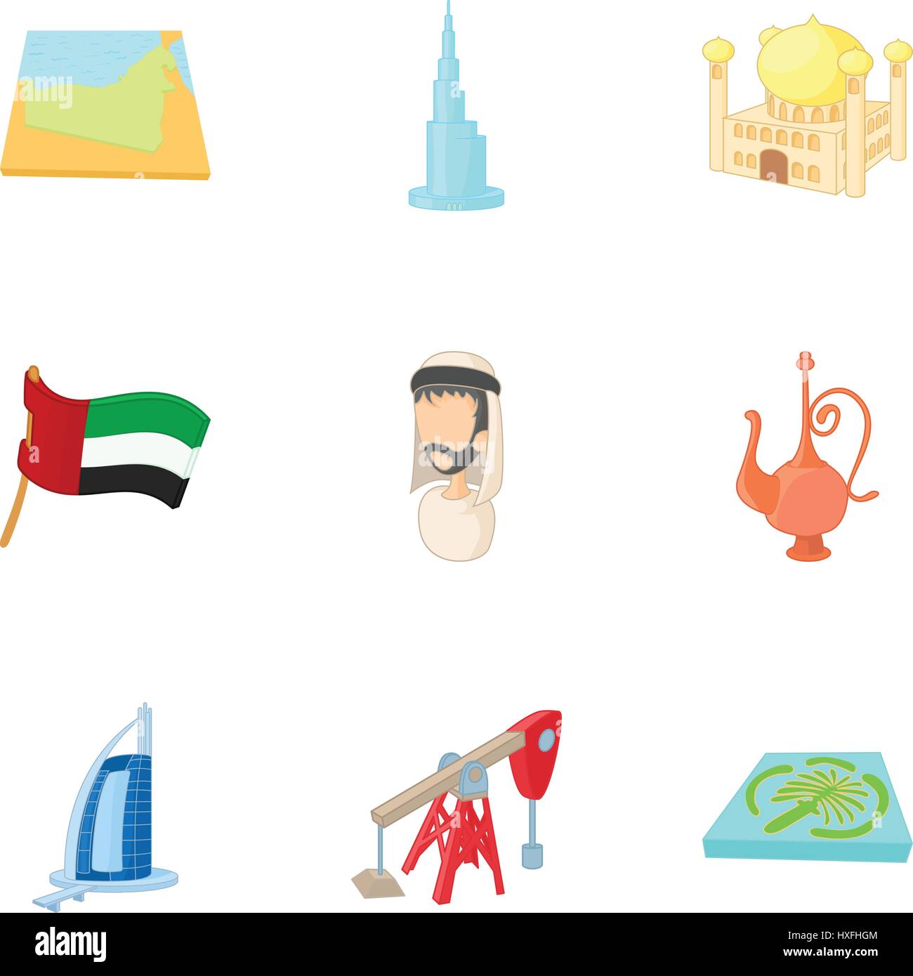 State of UAE icons set, cartoon style Stock Vector Image & Art - Alamy