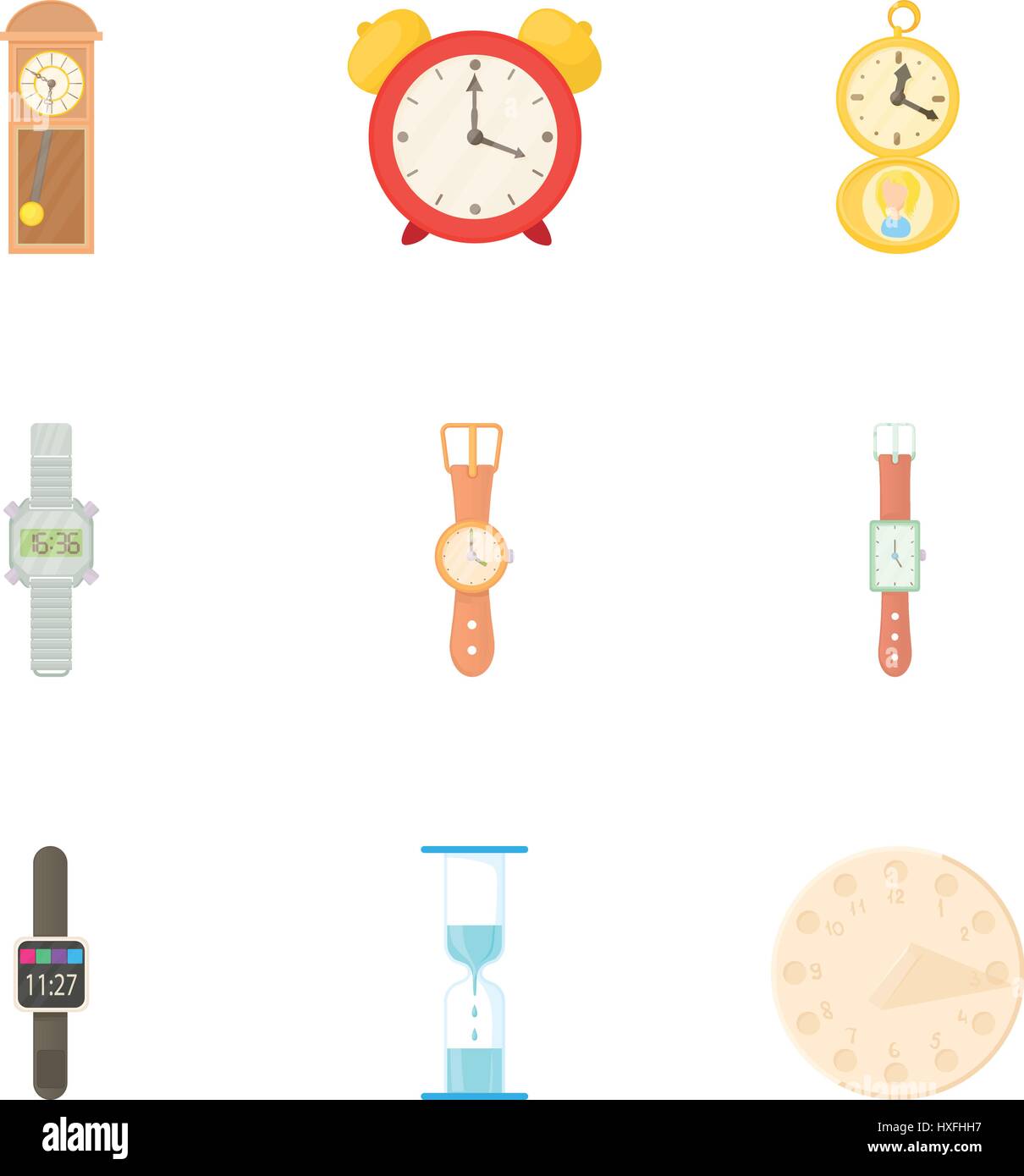 Clock icons set, cartoon style Stock Vector Image & Art - Alamy