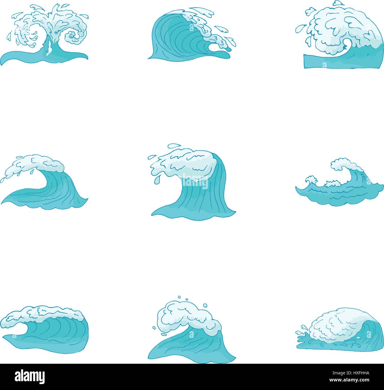 Wave icons set, cartoon style Stock Vector Image & Art - Alamy