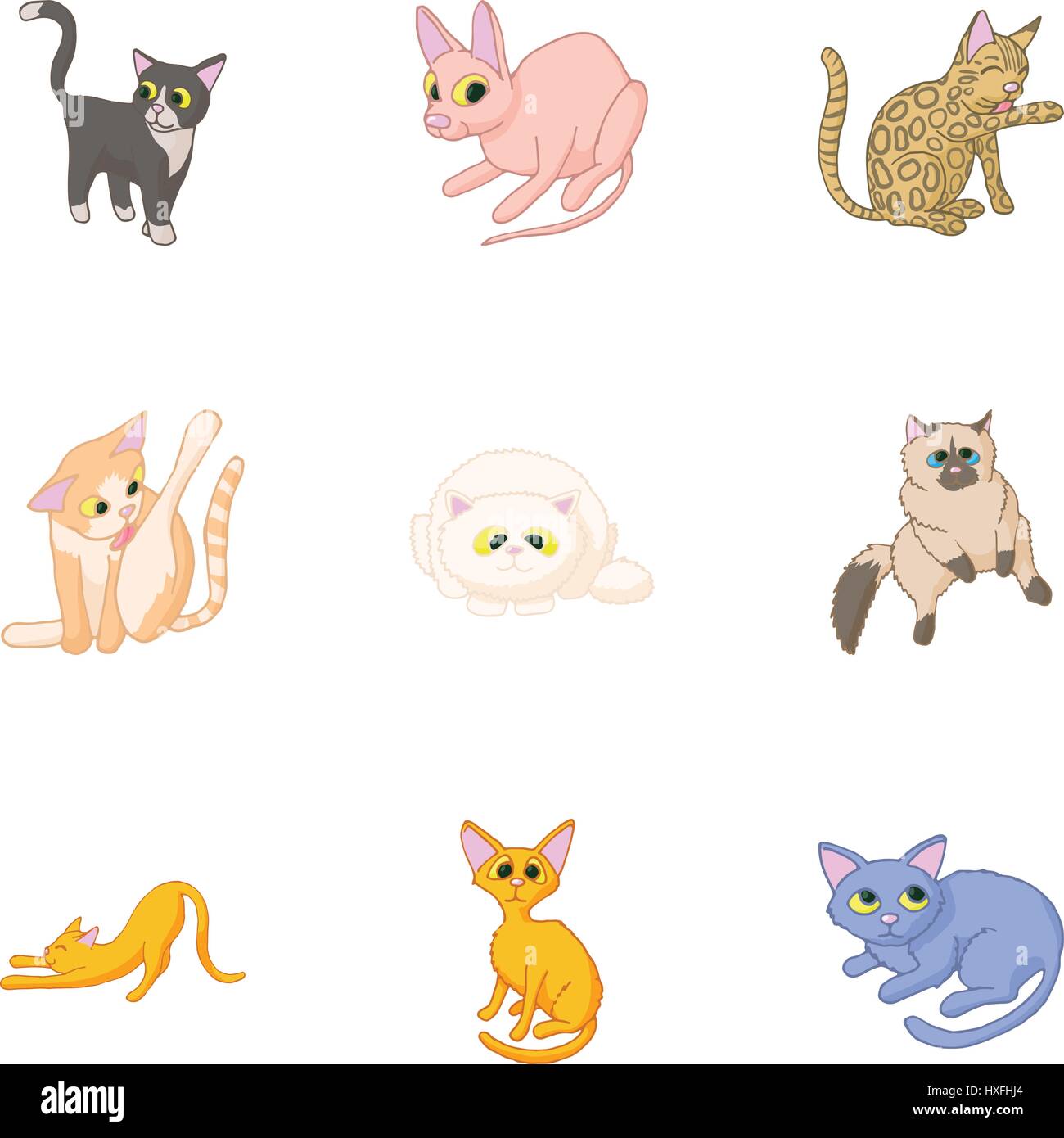 Cats icons set, cartoon style Stock Vector Image & Art - Alamy