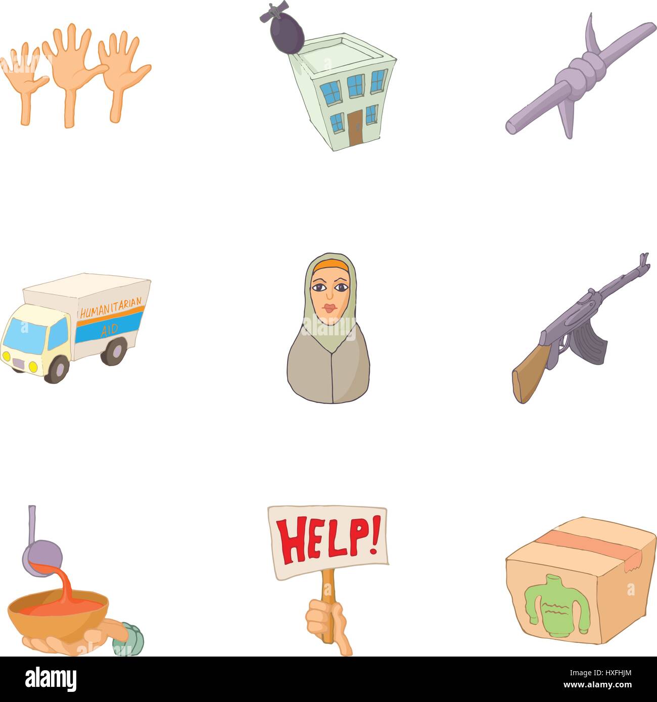 Refugee status icons set, cartoon style Stock Vector Image & Art - Alamy