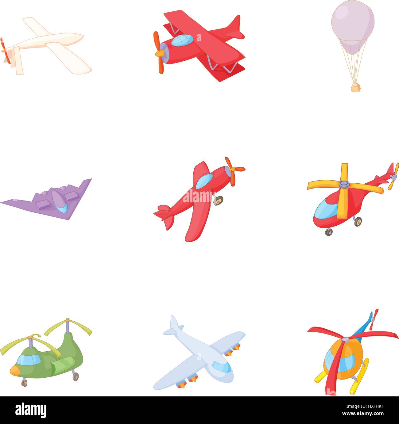 Flying machine icons set, cartoon style Stock Vector Image & Art - Alamy