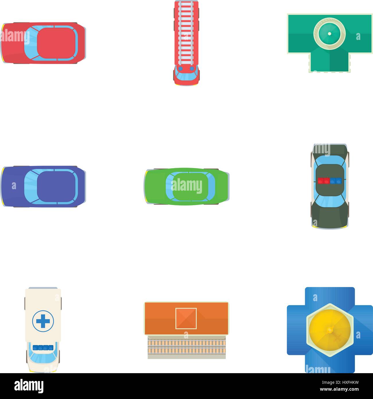 Top view of transport icons set, cartoon style Stock Vector Image & Art ...