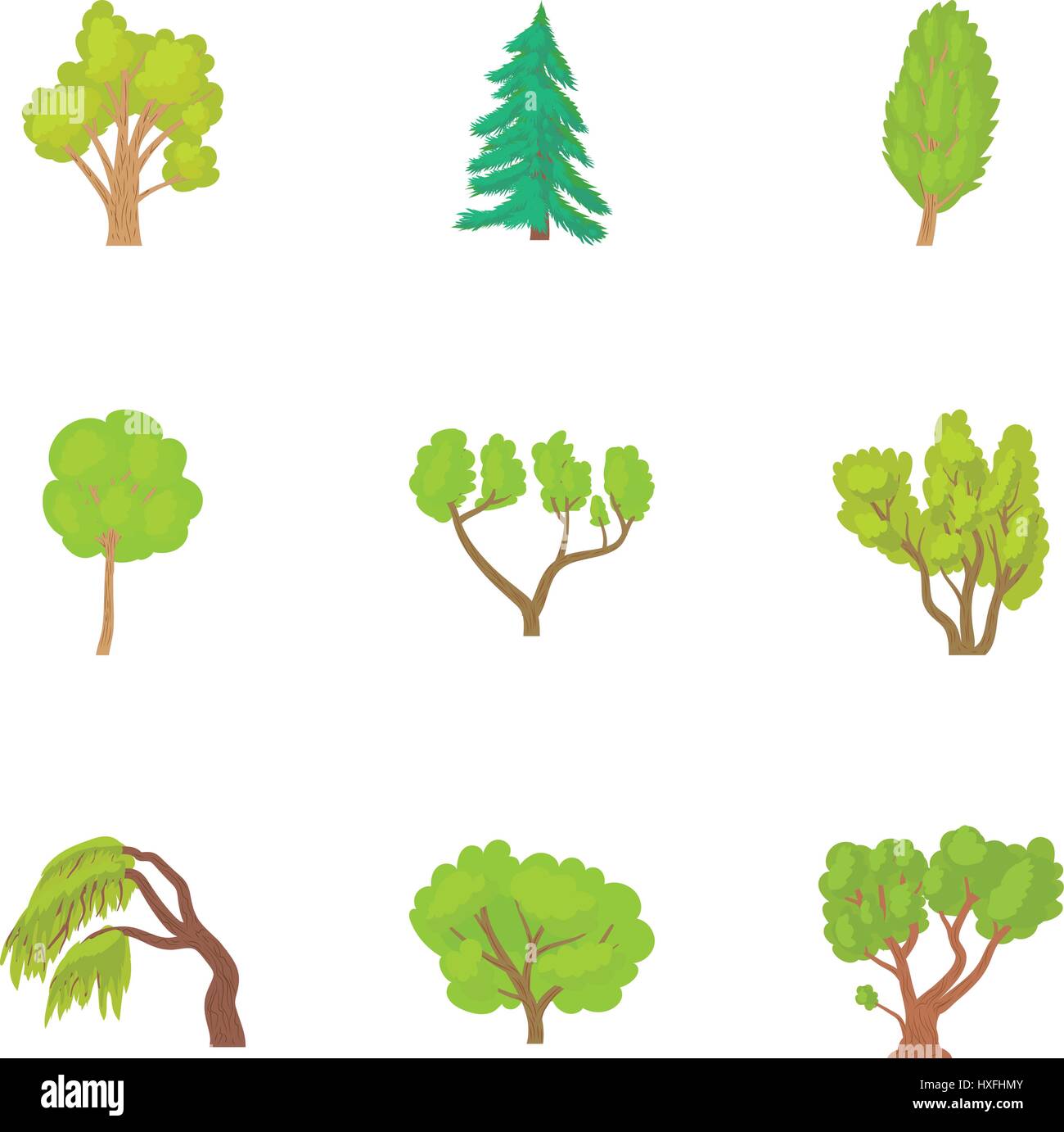 Trees icons set, cartoon style Stock Vector Image & Art - Alamy