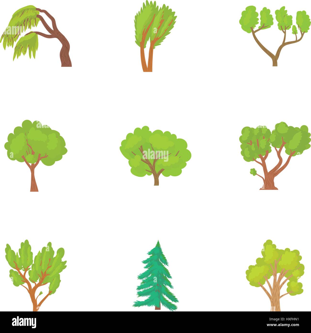 Woody plants icons set, cartoon style Stock Vector Image & Art - Alamy