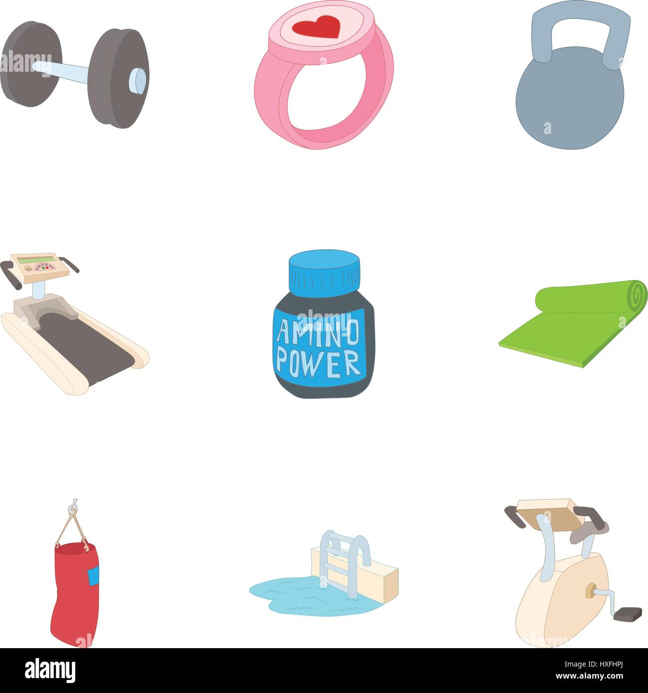 Gym icons set, cartoon style Stock Vector Image & Art - Alamy