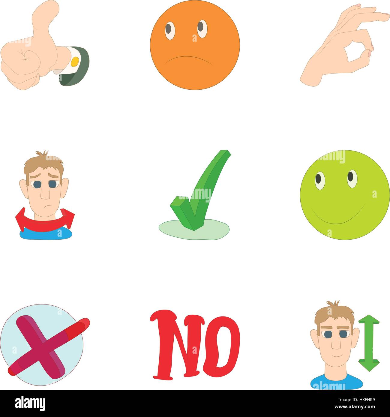 Consent and refusal icons set, cartoon style Stock Vector Image & Art ...
