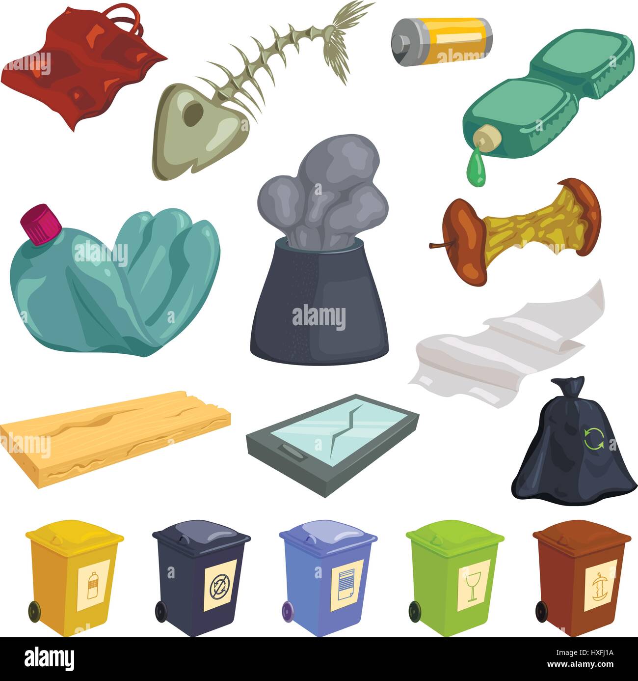 Garbage icons set, cartoon style Stock Vector Image & Art - Alamy