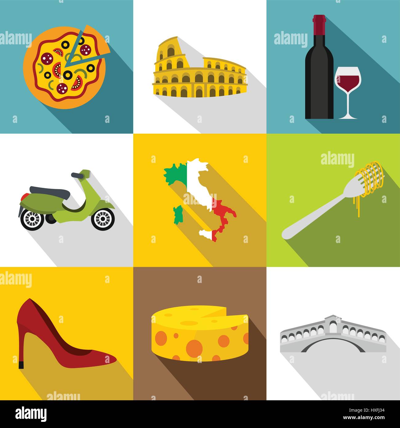 Attractions of Italy icons set, flat style Stock Vector Image & Art - Alamy