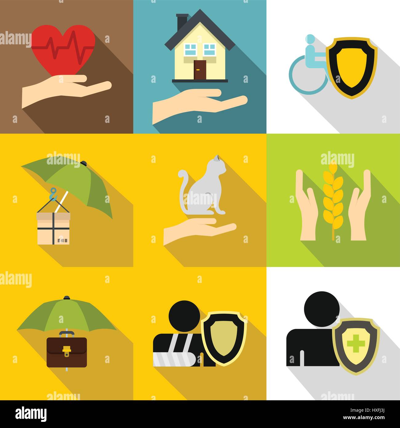Protection icons set, flat style Stock Vector Image & Art - Alamy