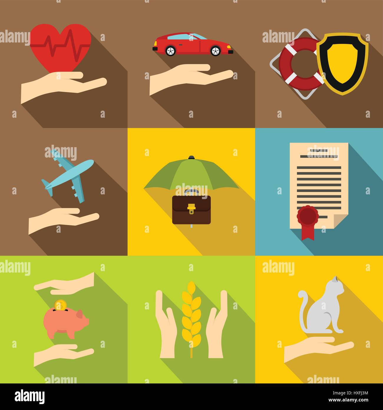 Assurance icons set, flat style Stock Vector Image & Art - Alamy