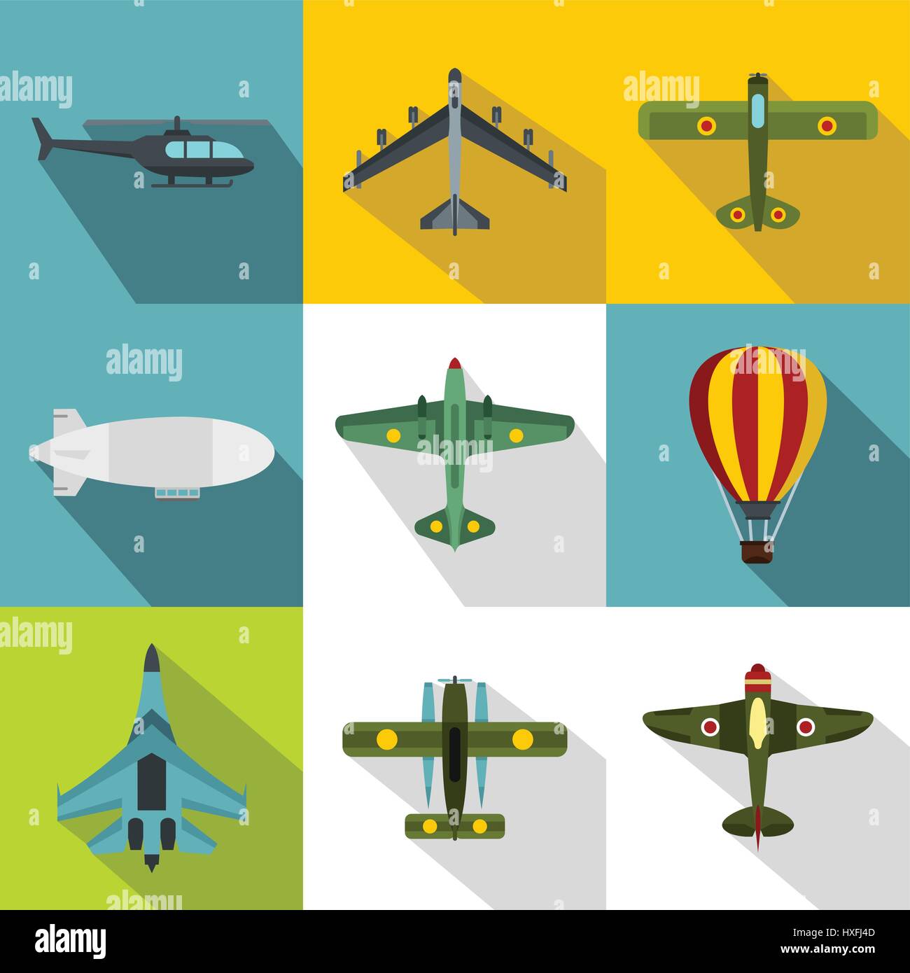 Aircraft icons set, flat style Stock Vector Image & Art - Alamy