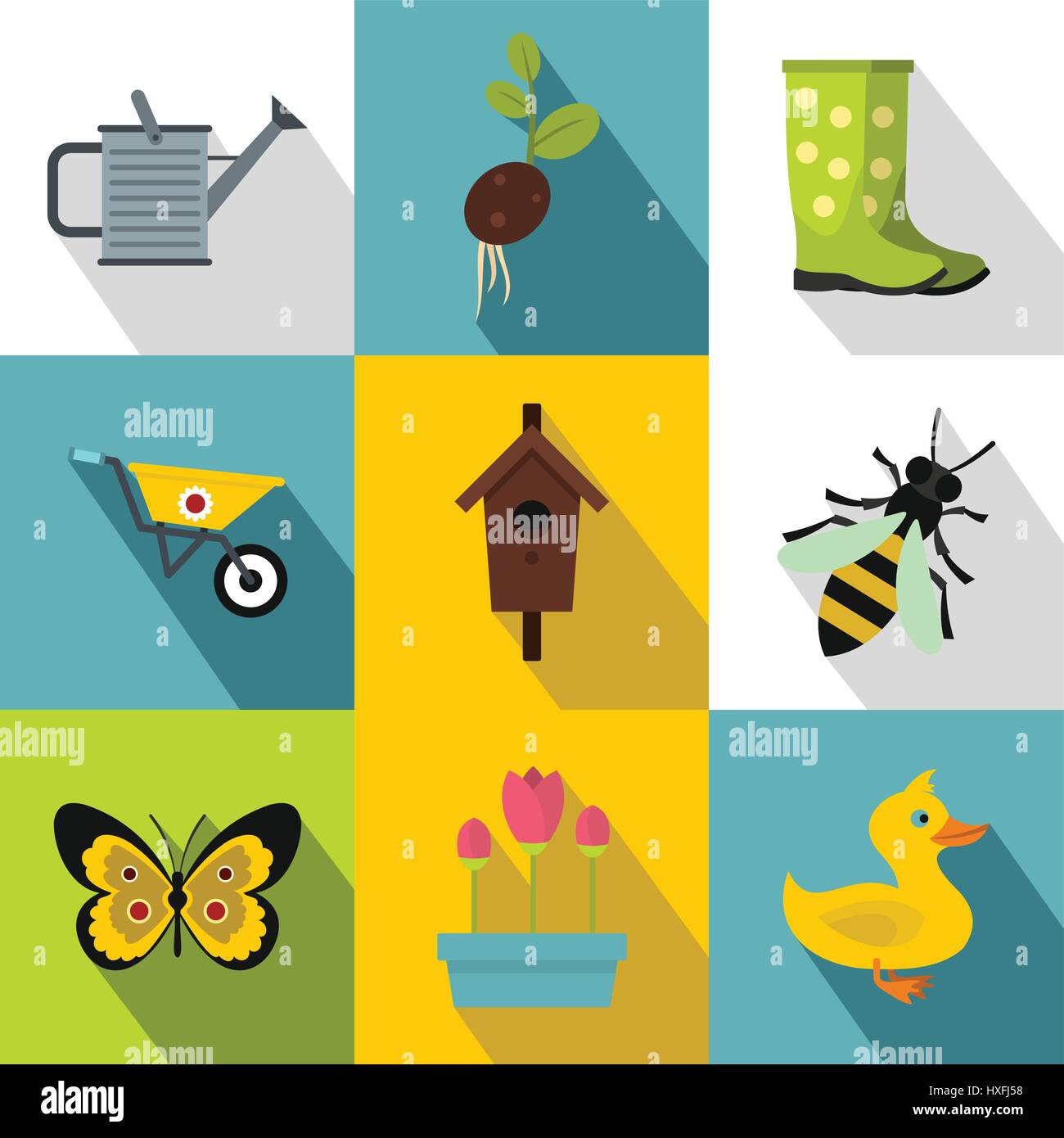 Garden icons set, flat style Stock Vector Image & Art - Alamy