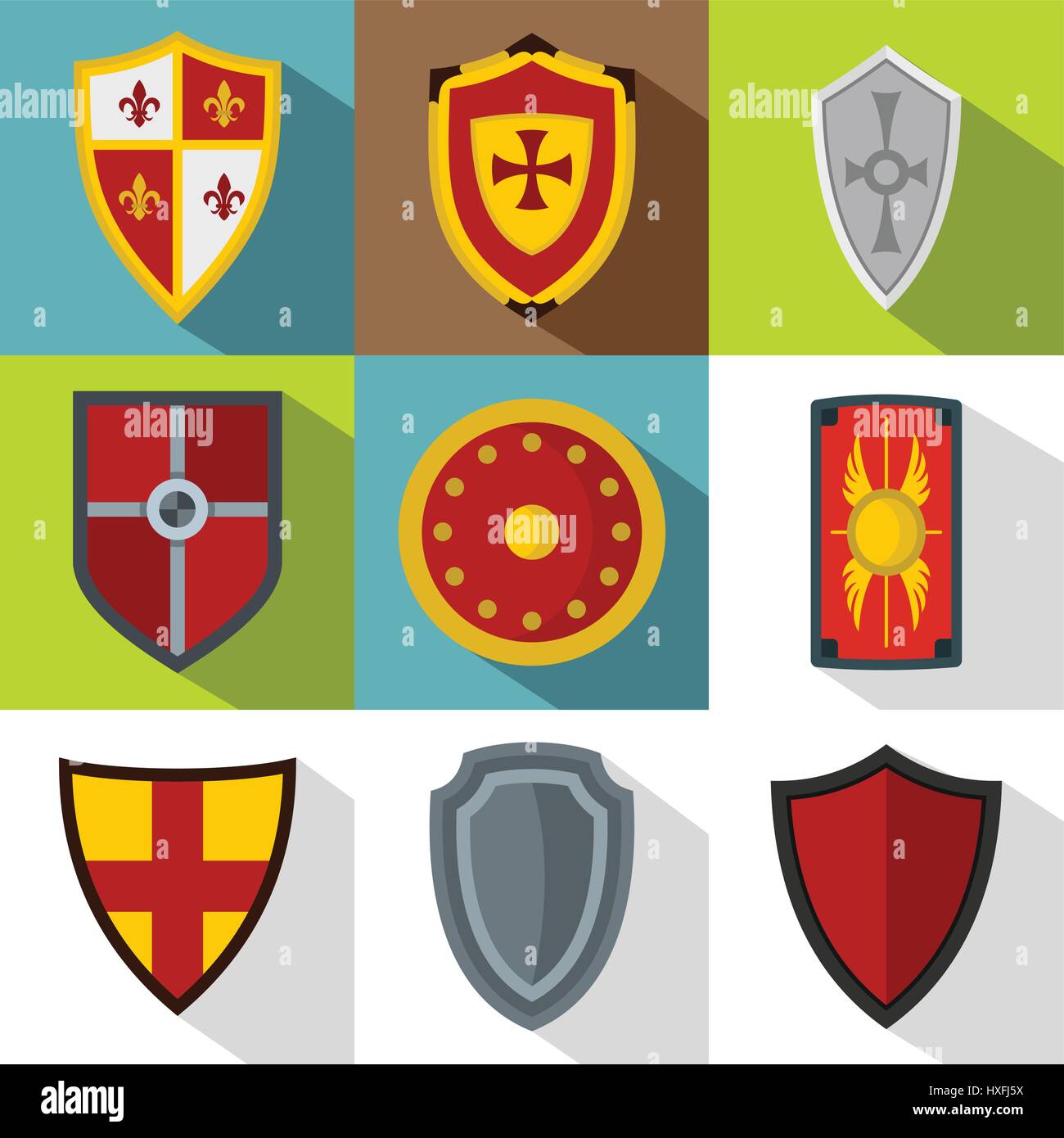 Military shield icons set, flat style Stock Vector Image & Art - Alamy