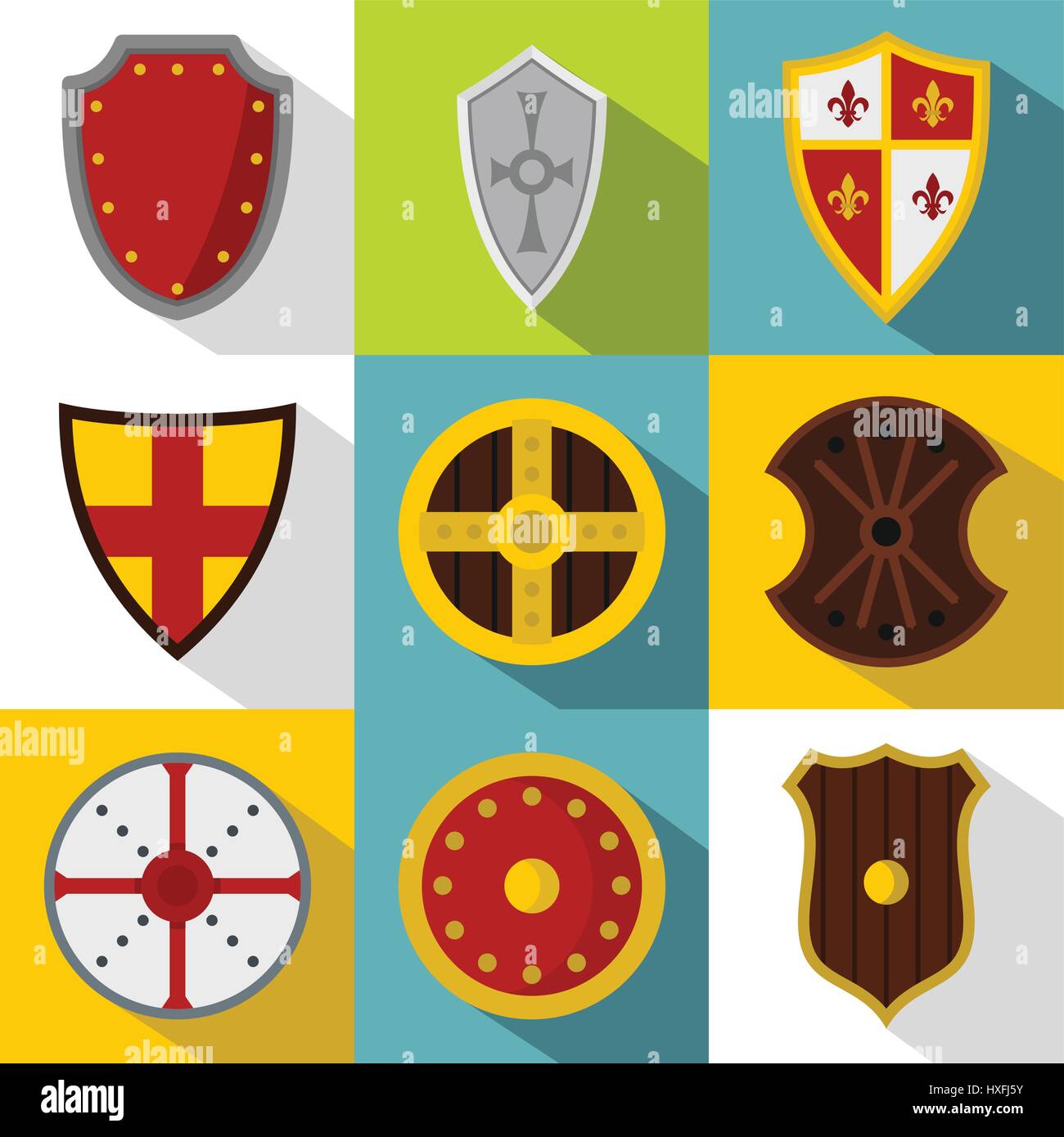 Army shield icons set, flat style Stock Vector Image & Art - Alamy